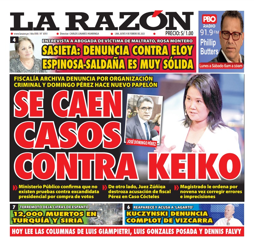 Portada Impresa – Diario La Razón (09/02/2023) - La Razón