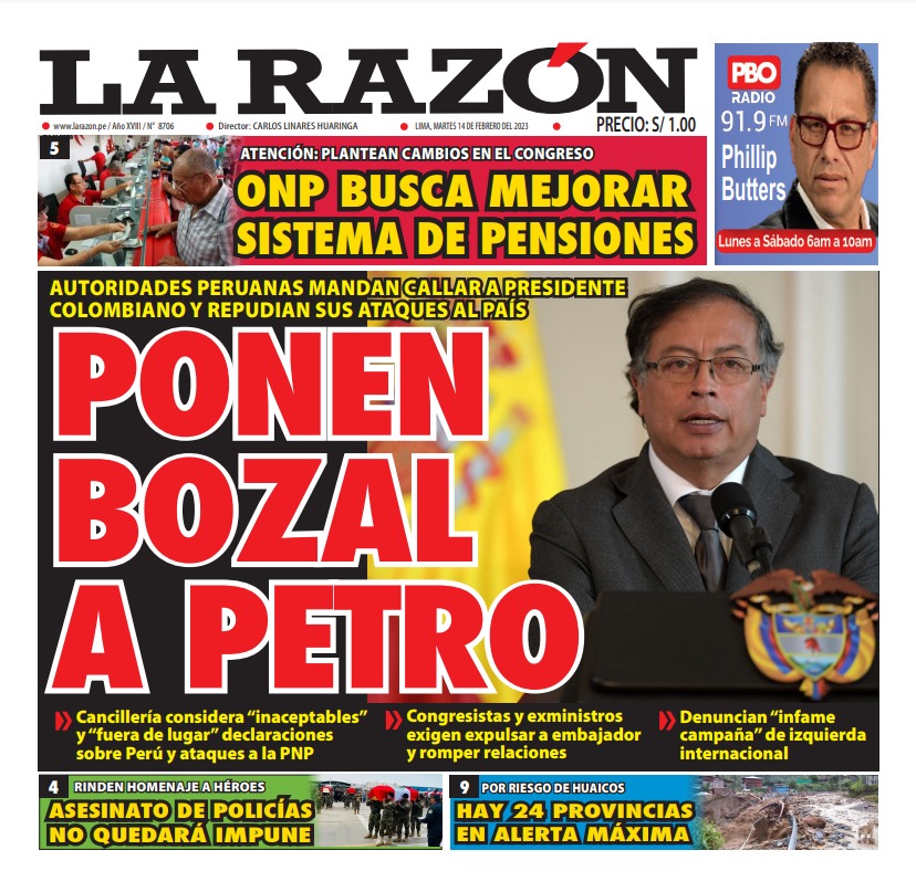 Portada Impresa – Diario La Razón (14/02/2023) - La Razón