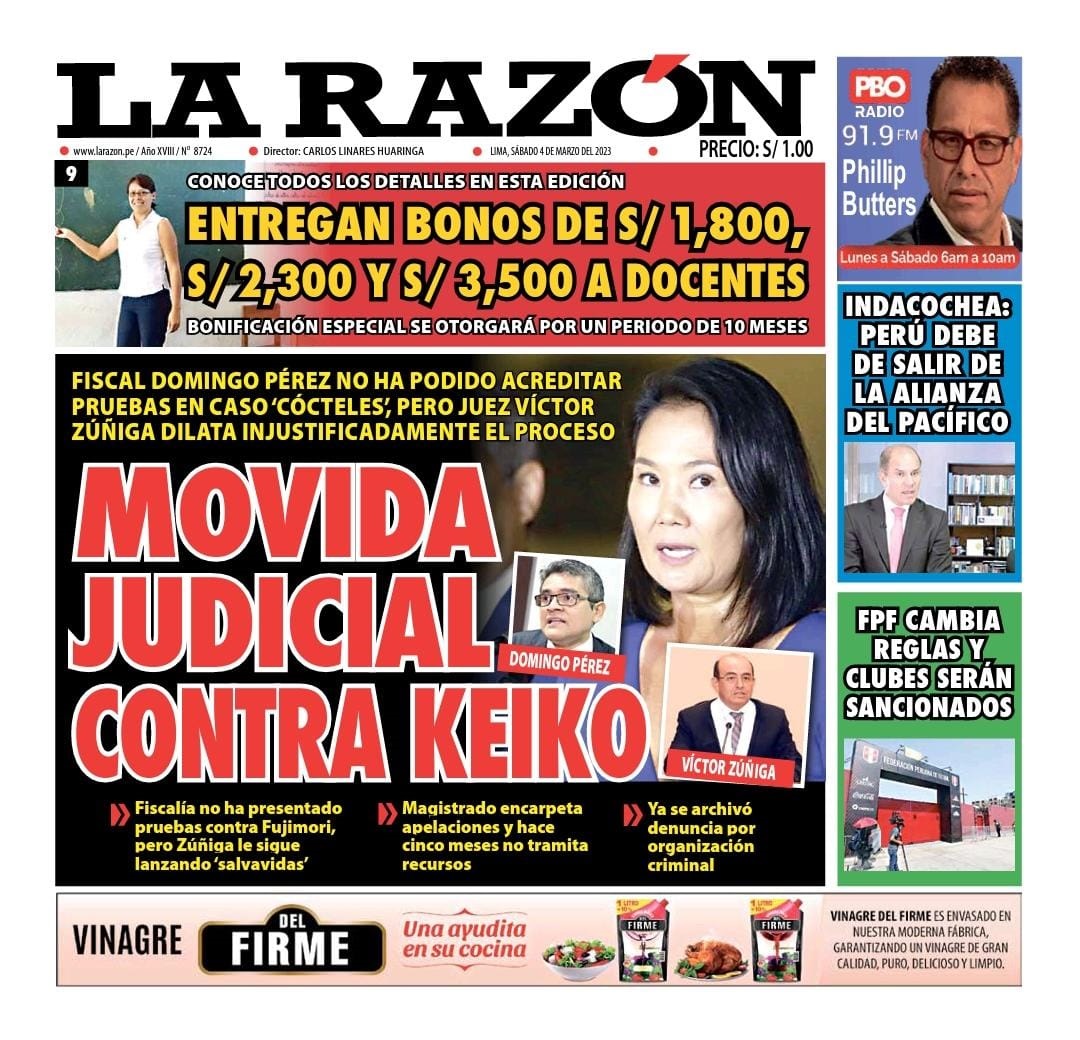 Portada impresa – Diario La Razón (04/03/2023) - La Razón