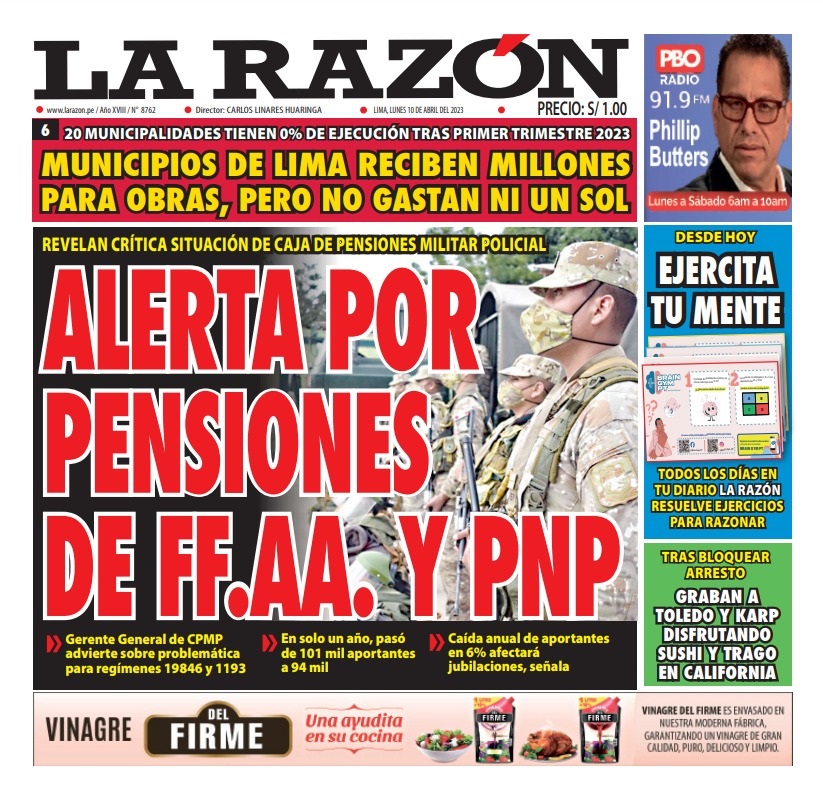 Portada impresa – Diario La Razón (10/04/2023) - La Razón