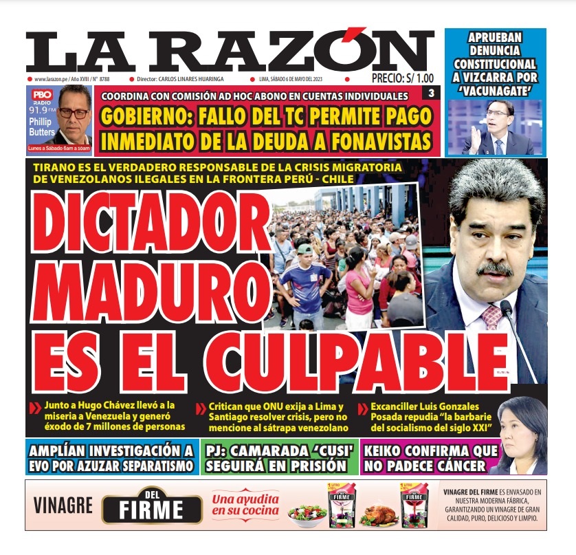 Portada impresa – Diario La Razón (06/05/2023) - La Razón