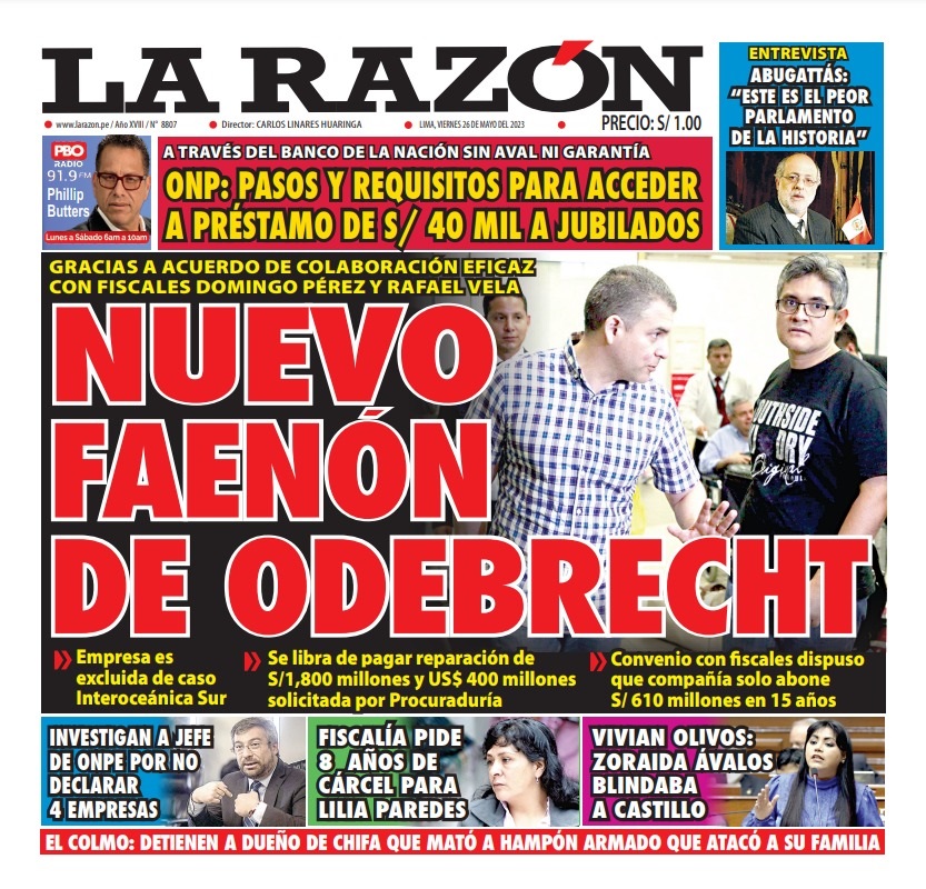Portada impresa – Diario La Razón (26/05/2023) - La Razón