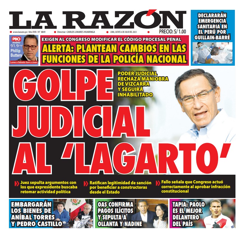 Portada impresa – Diario La Razón (06/07/2023) - La Razón