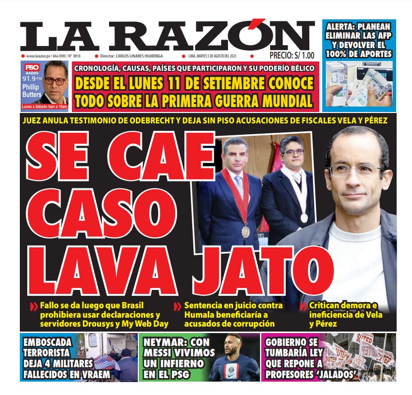 Portada – Diario La Razón (05/09/2023) - La Razón