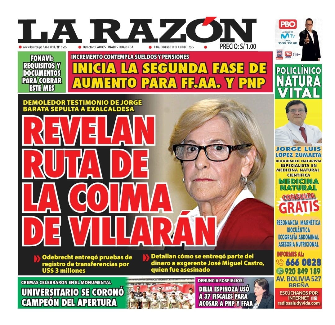 Portada Diario La Razón (13/07/2025) - La Razón